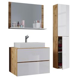 Badezimmer Lendas 4-tlg. ca. 114 cm Honigeiche/Wei&szlig;
