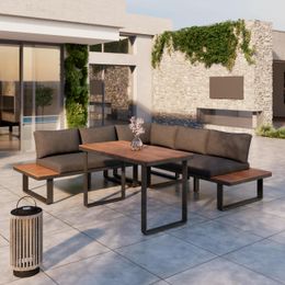 Dining-Loungeset Gianna Holz Outdoorstoff/Metall +Abdeckung