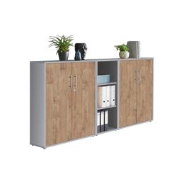 Aktenschrank Office Edition Sw Set 8 Grau/Eichefarben