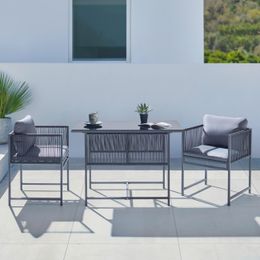 Balkonset Stella Grau Outdoorstoff/Metall/Glas