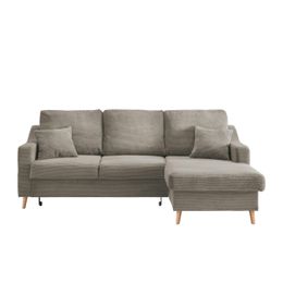 Ecksofa Valentina Cord ca. 228x150 cm Graubraun