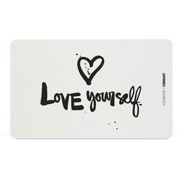 Schneidebrett Love yourself aus Kunststoff in Schwarz/Wei&szlig;