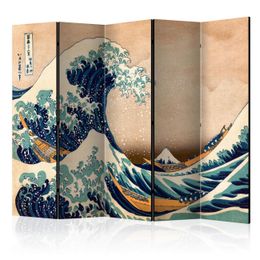 Artgeist Paravent Hokusai Dunkelgr&uuml;n/Beige