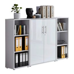 Aktenschrank Office Edition Sw Set 2 niedrig Grau/Wei&szlig;