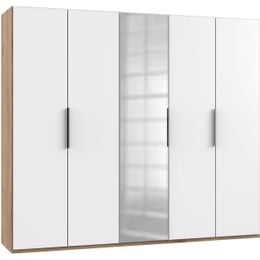 Dreht&uuml;renschrank Level 36A mit Spiegel ca. 250 cm Wei&szlig;/Eiche