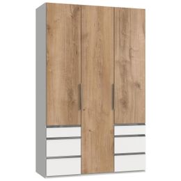 Dreht&uuml;renschrank mit Laden 150cm Level Wei&szlig;/Eiche Dekor