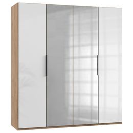 Dreht&uuml;renschrank Level 36D mit Spiegel ca. 200 cm Wei&szlig;/Eiche
