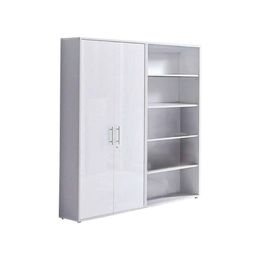 Aktenschrank Office Edition Sw Set 1 hoch Grau/Wei&szlig;