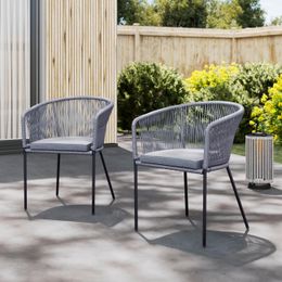 Gartensessel-Set 2-er Set Victor Dunkelgr. Metall/Textil