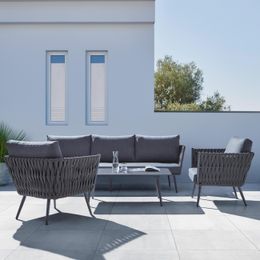 Loungegarnitur Mila Dunkelgrau Aluminium/Outdoorstoff