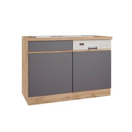 Held Sp&uuml;lenschrank Turin mit Sp&uuml;le ca. 120x86 cm Grau/Eiche
