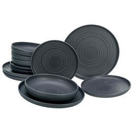 Creatable Tafelservice Uno Lava Stone in Schwarz 12-teilig
