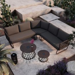Loungegarnitur Elea Dunkelgrau Outdoorstoff/Metall +Abdeckung