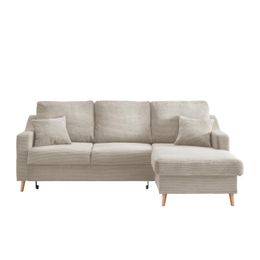 Ecksofa Valentina Cord ca. 228x150 cm Beige