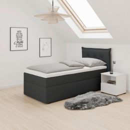 Boxbett Polo Dunkelgrau ca. 90x200 cm mit Topper
