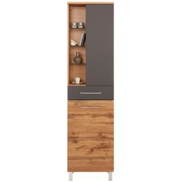 Hochschrank Float Breit Anthrazit/Eichefarben