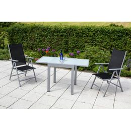 Gartentisch ausziehbar Metall/ Glas L: 65/130 cm