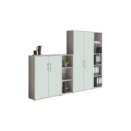 Aktenschrank Office Edition Sw Set 4 Grau/Wei&szlig;