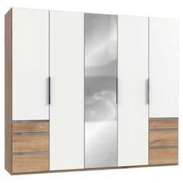 Dreht&uuml;renschrank Level 36A mit Spiegel ca. 250 cm Wei&szlig;/Eiche