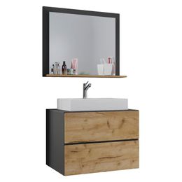 Badezimmer Lendas 3-tlg. ca. 60 cm Anthrazit/Honigeiche