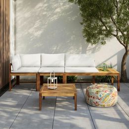 Gartenbank Ornella Creme Akazie/Outdoorstoff +Tisch