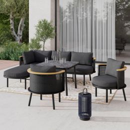 Dining-Loungeset Lissa Dunkelg Outdoorstoff/Metall/Polywood