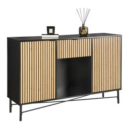 Sideboard Madrid Schwarz/Naturfarben massiv