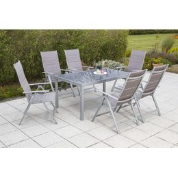 Gartenm&ouml;bel Set 7-tlg. Taviano Metall/Textil/Glas