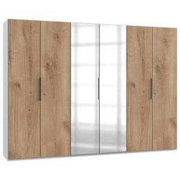 Dreht&uuml;renschrank Level 36A mit Spiegel ca. 300 cm Eiche/Wei&szlig;