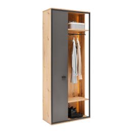 Garderobenschrank Florenz Grau/Eiche Artisan