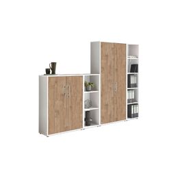 Aktenschrank Office Edition Sw Set 4 Wei&szlig;/Eichefarben