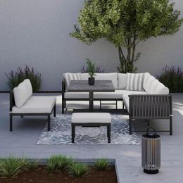 Dining-Loungeset Polly Hellgrau Outdoorstoff/Metall