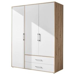 Kleiderschrank Lembo Wei&szlig;/Eiche Artisan