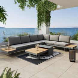 Loungegarnitur Sabrina Grau Metall/Outdoorstoff