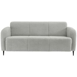 3-Sitzer-Sofa Marone Hellgrau Teddystoff