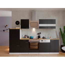 respekta K&uuml;chenzeile Economy m. Ger&auml;ten Schwarz/Nussbaum B: ca. 280 cm