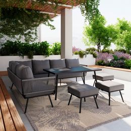 Dining-Loungeset Camilla Grau Outdoorstoff/Metall/Glas