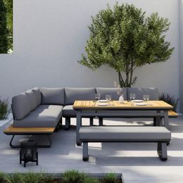 Dining-Loungeset Emma Dunkelg Outdoorstoff/Metall/Polywood