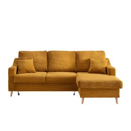 Ecksofa Valentina Cord ca. 228x150 cm Gold