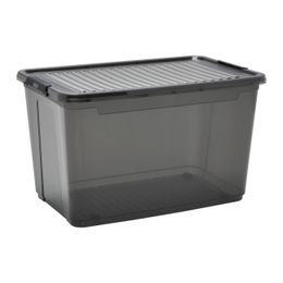 Box mit Deckel Leo Transparent/Schwarz ca. 56l
