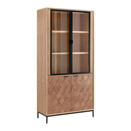 Vitrine Milano Esche furniert Schwarz ca. 90x186 cm