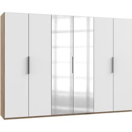 Dreht&uuml;renschrank Level 36A mit Spiegel ca. 300 cm Wei&szlig;/Eiche