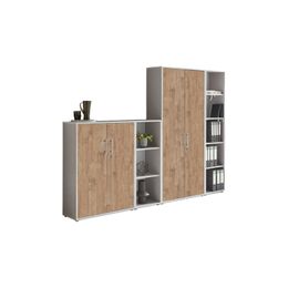 Aktenschrank Office Edition Sw Set 4 Grau/Eichefarben
