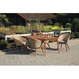 Gartengarnitur 5-tlg. Holz/ Metall/Kunststoff/Textil