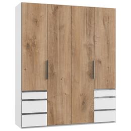 Dreht&uuml;renschrank mit Laden B: 200 cm Level, Eiche Dekor/Wei&szlig;