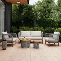 Loungegarnitur Malene Holz Outdoorstoff/Metall