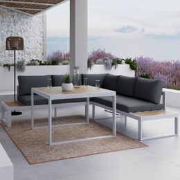 Dining-Loungeset Veneya Grau Outdoorstof/Metall/Polywood
