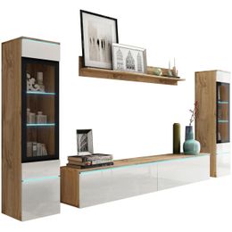 Wohnwand Vera 4-tlg. ca. 240x130cm Eiche Wotan/Wei&szlig;