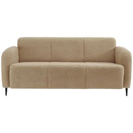3-Sitzer-Sofa Marone Creme Teddystoff