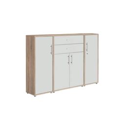 Aktenschrank Office Edition Sw Set 16 Eiche/Wei&szlig;